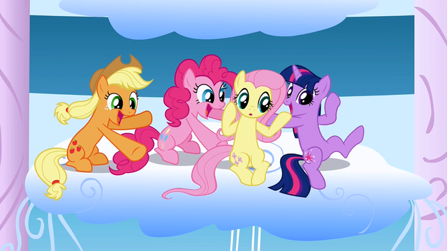 文件:Applejack, Pinkie Pie, Fluttershy and Twilight watching the Sonic ...